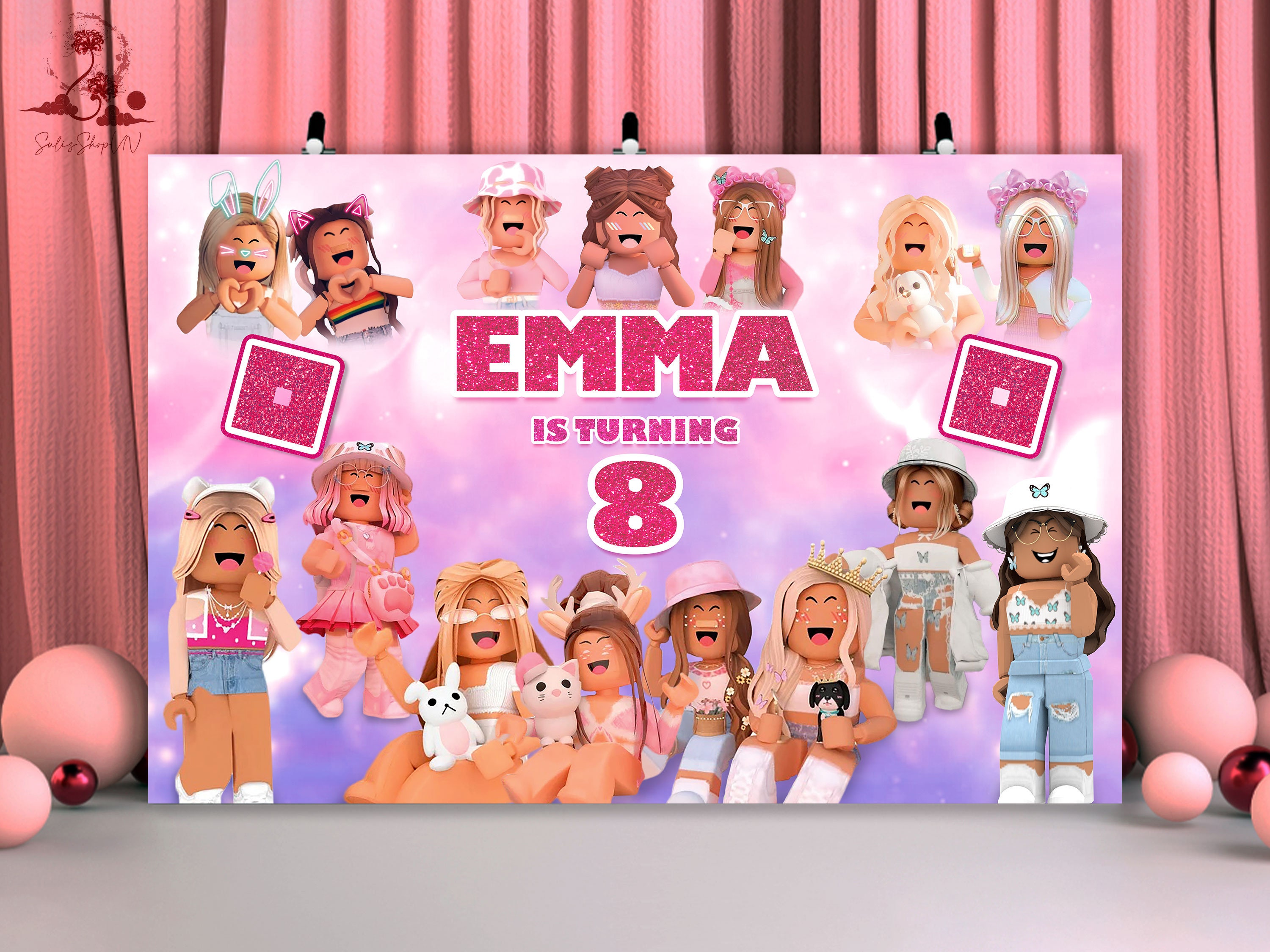 Birthday Backdrop Roblox Girl Theme, Roblox Girl Birthday Backdrop ...