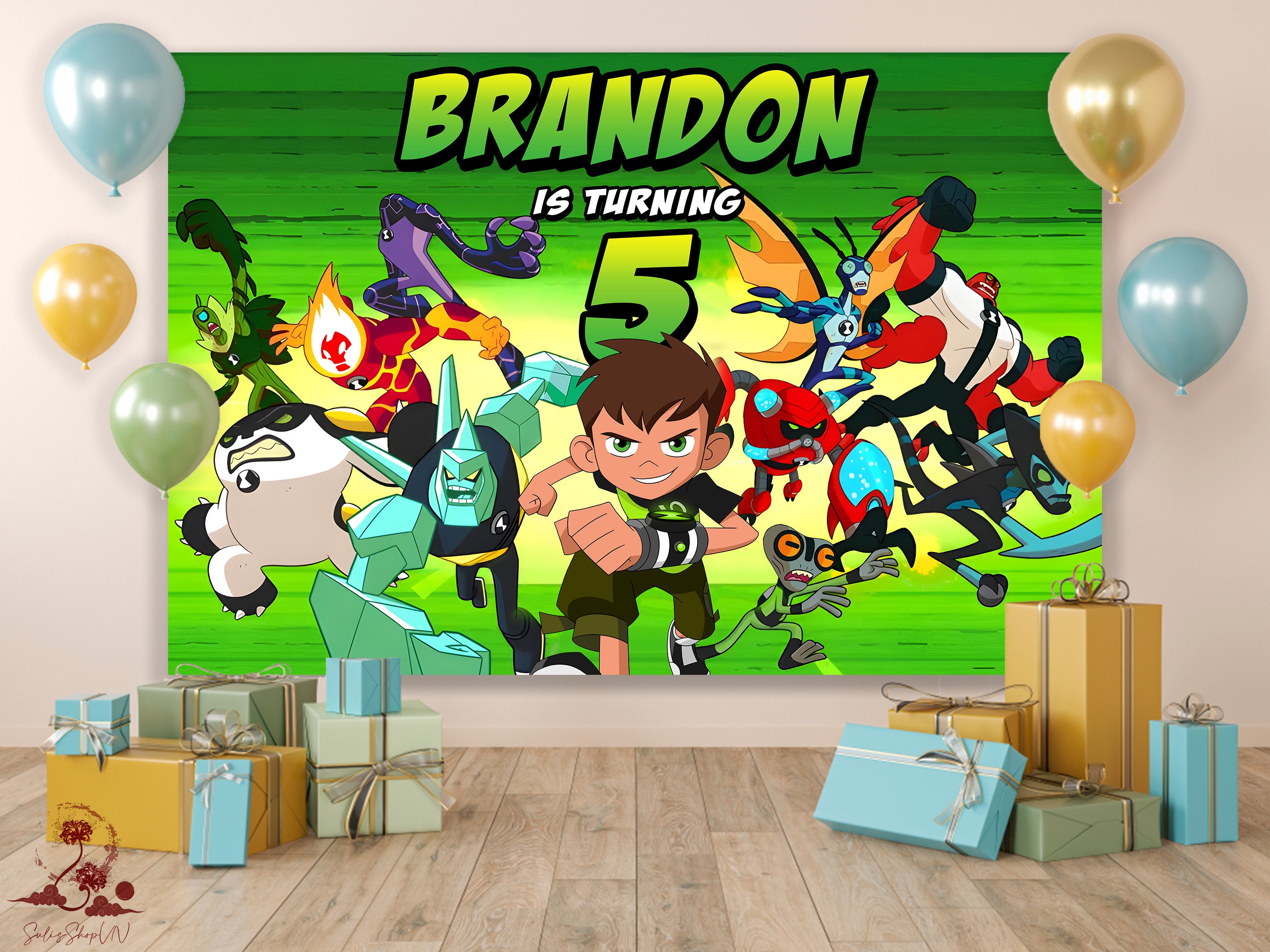 Ben 10 Birthday Backdrop, Ben 10 Birthday Party, Ben 10 Party Decor ...