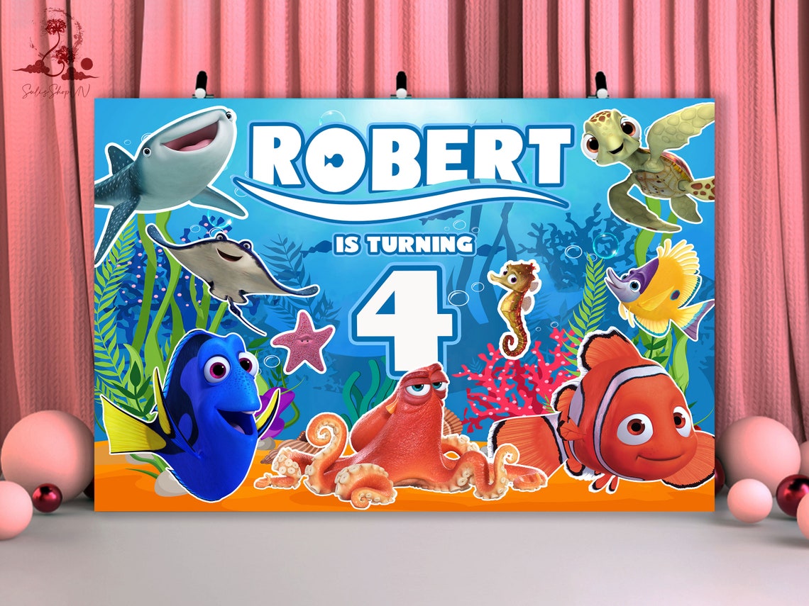 Finding Nemo Birthday Backdrop, Finding Nemo Birthday Party, Finding ...