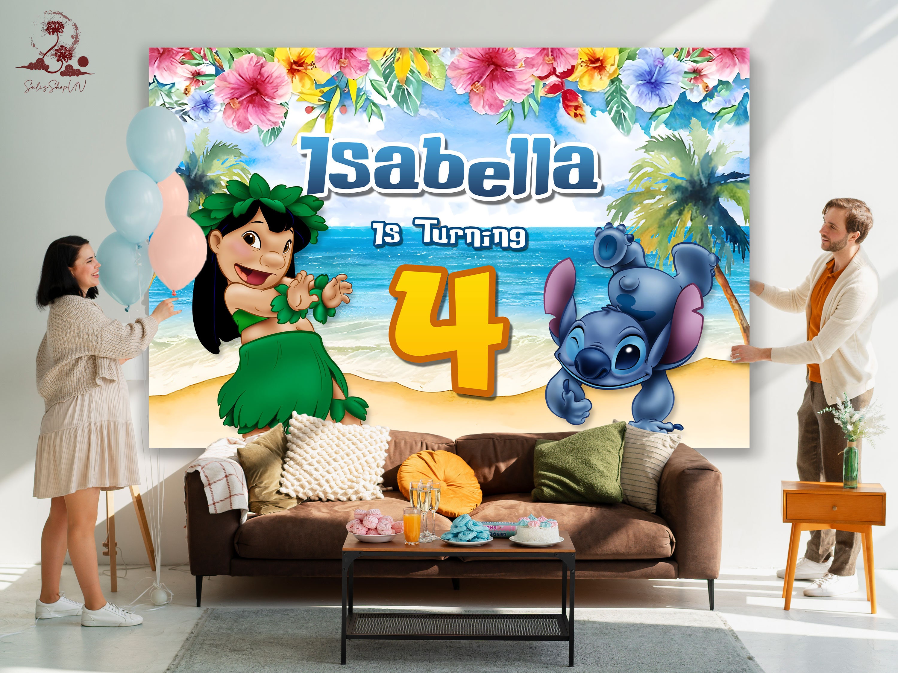 Lilo Stitch Birthday Backdrop, Lilo Stitch Birthday Invitation, Lilo ...