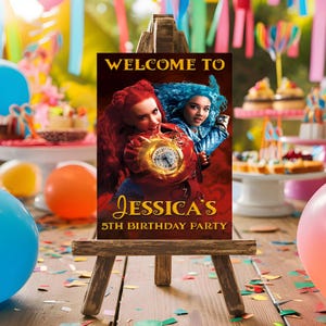 Descendants Birthday Welcome Sign, Descendants the Rise of Red Birthday ...