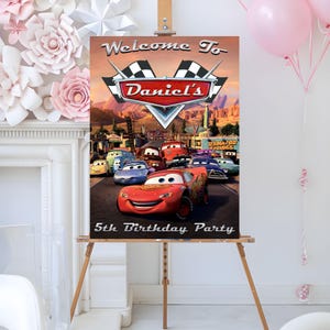 Cars Birthday Party Welcome Sign, Cars Welcome Sign, Lightning Mcqueen ...