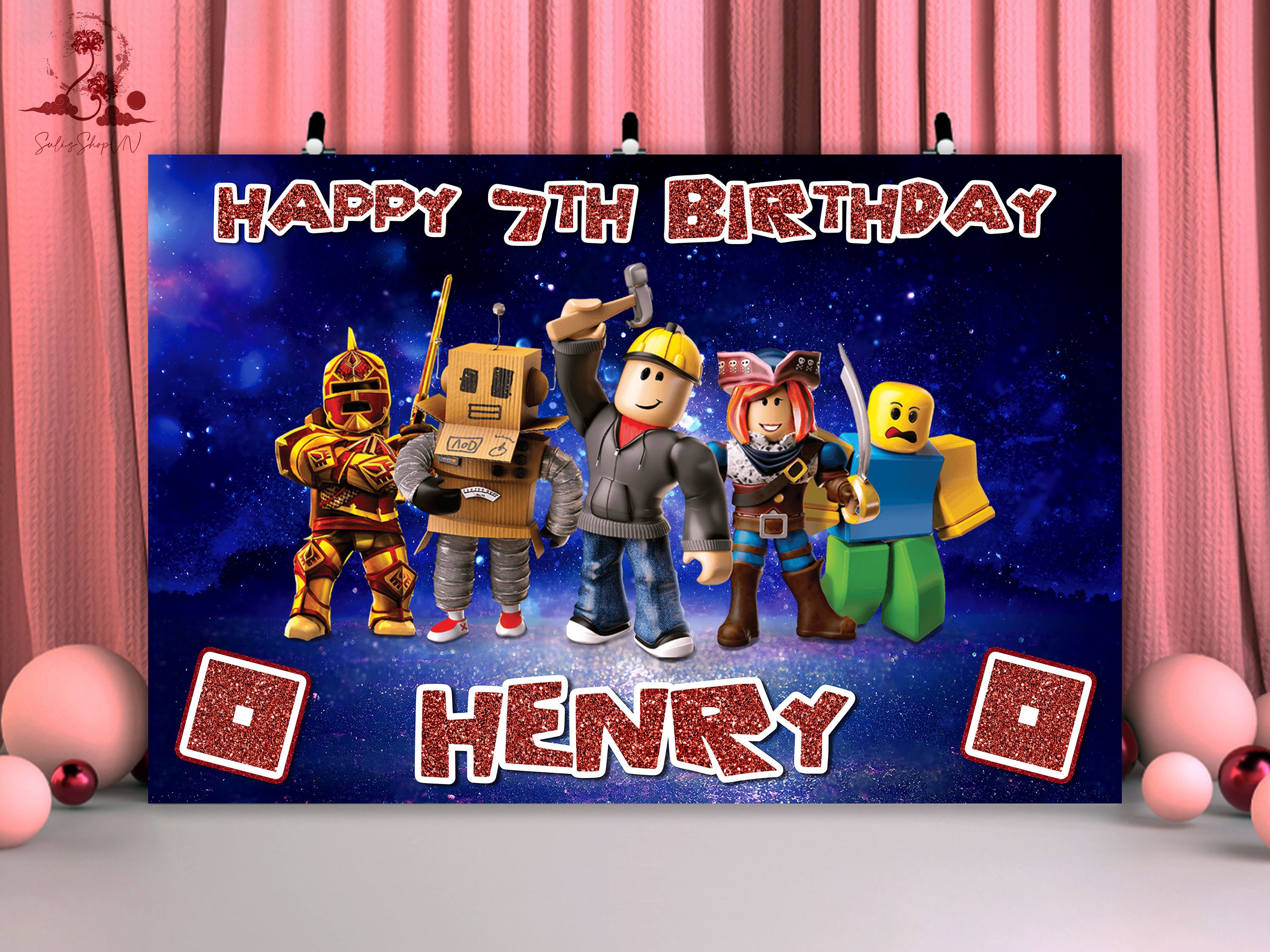 Birthday Backdrop Roblox Theme, Roblox Boy Birthday Backdrop, Roblox ...