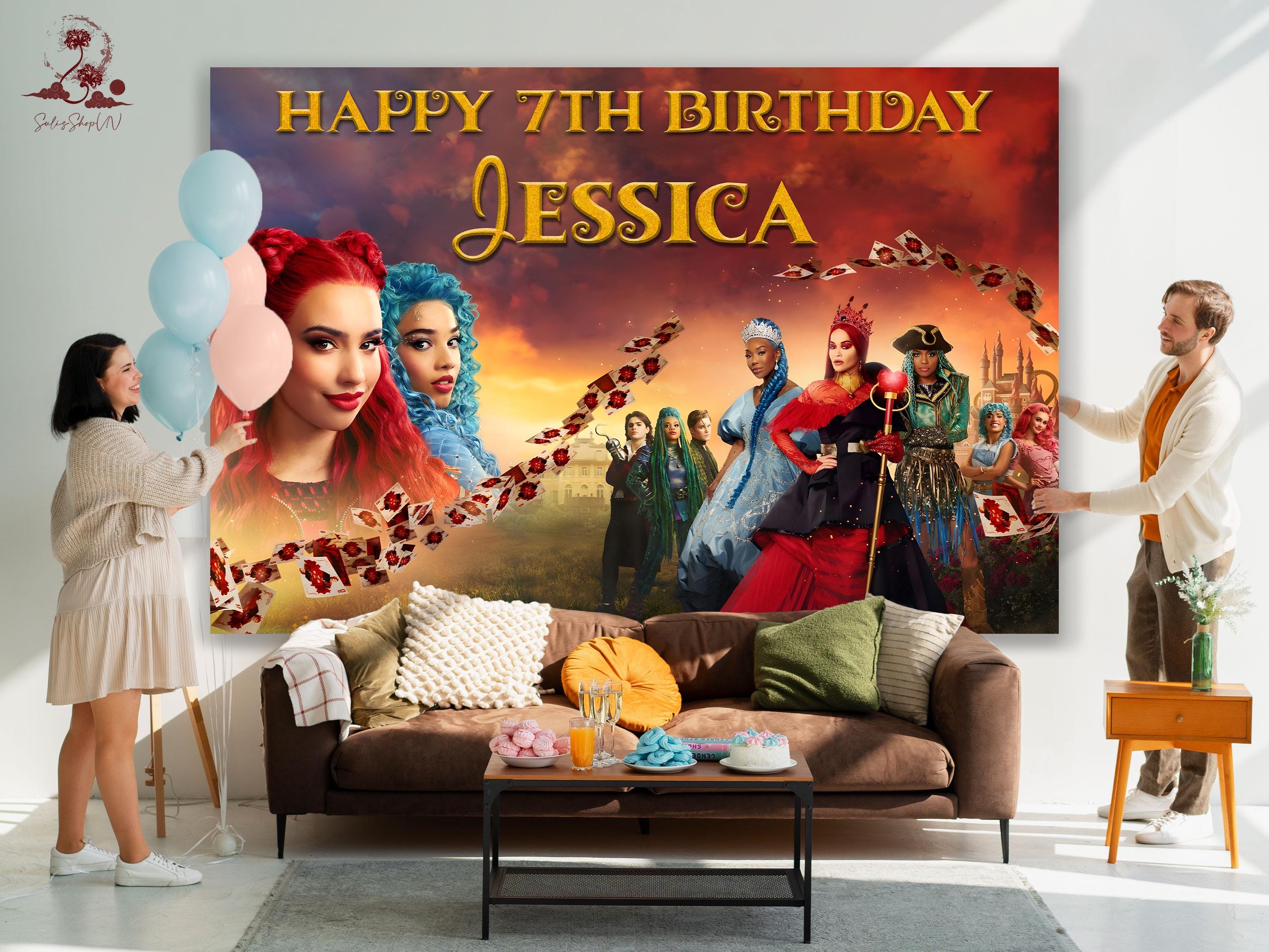 Printable Descendants the Rise of Red Birthday Backdrop, Descendants ...