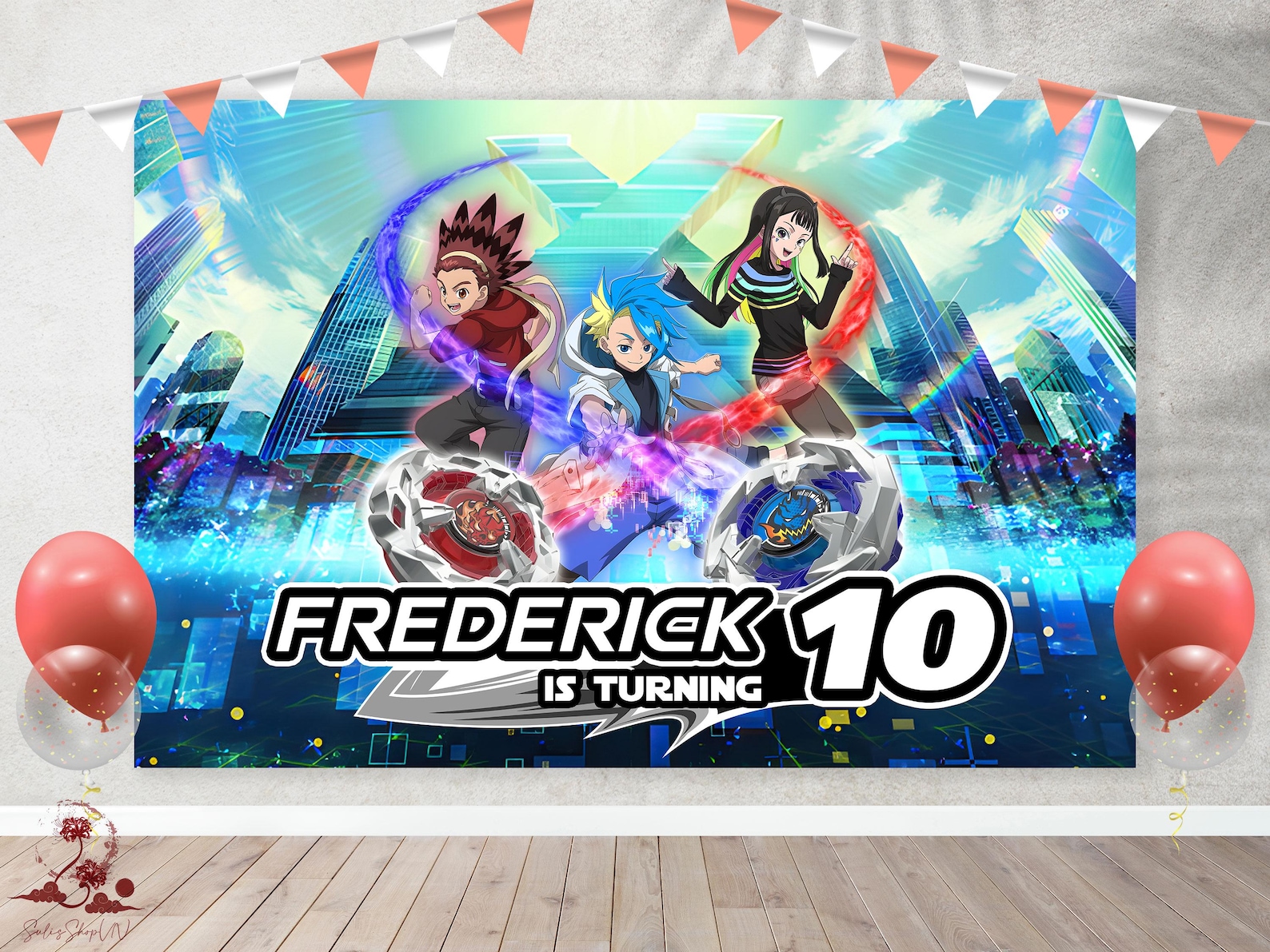Beyblade X Birthday Backdrop, Beyblade Party Banner, Beyblade ...
