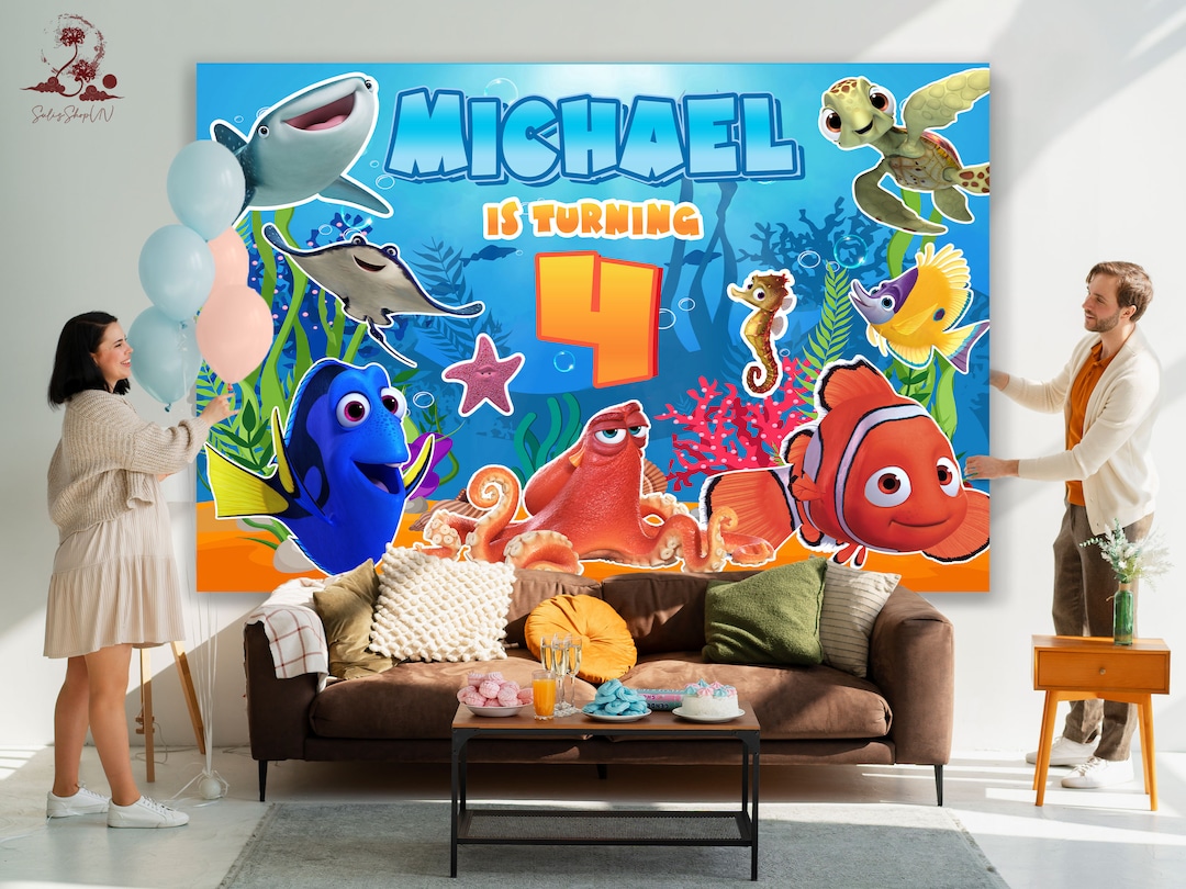 Finding Nemo Birthday Backdrop, Finding Nemo Birthday Party, Finding ...