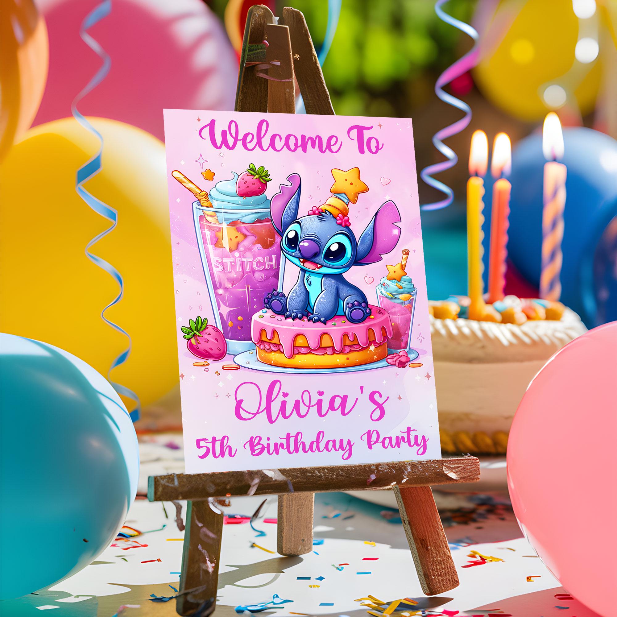 Letrero de bienvenida para fiesta de cumpleaños de Stitch, letrero de ...