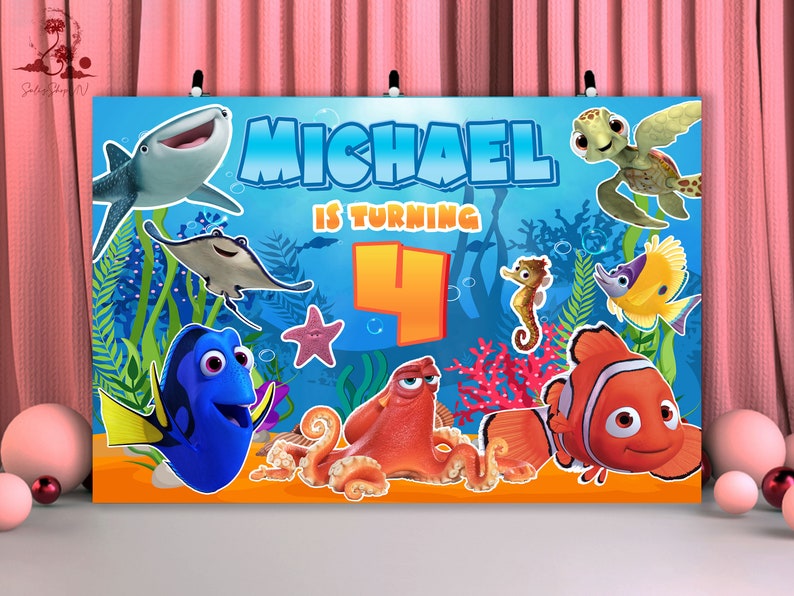 Finding Nemo Birthday Backdrop, Finding Nemo Birthday Party, Finding ...