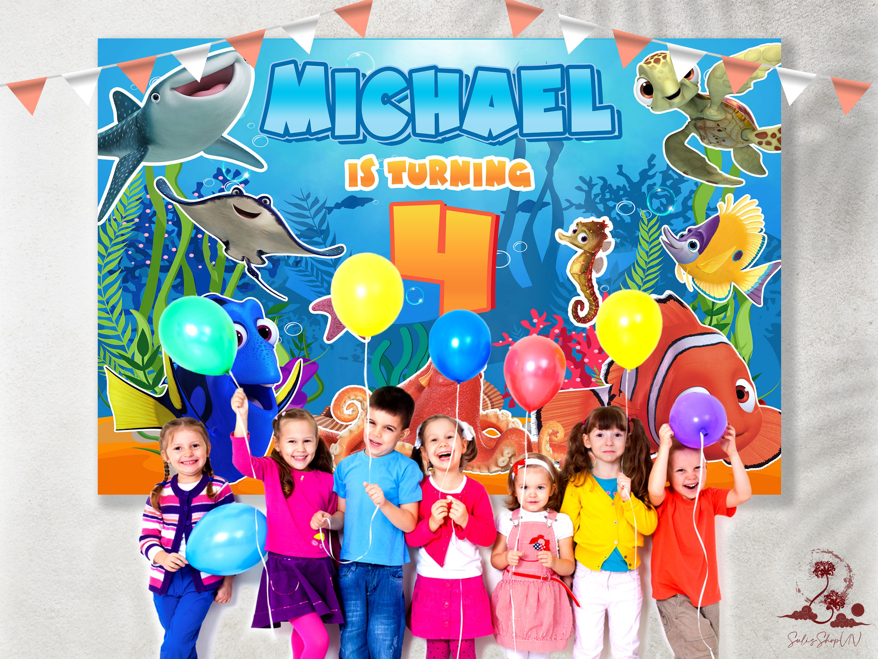 Finding Nemo Birthday Backdrop, Finding Nemo Birthday Party, Finding ...