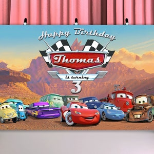 Cars Birthday Backdrop, Cars Birthday Banner, Cars Birthday Decoration ...