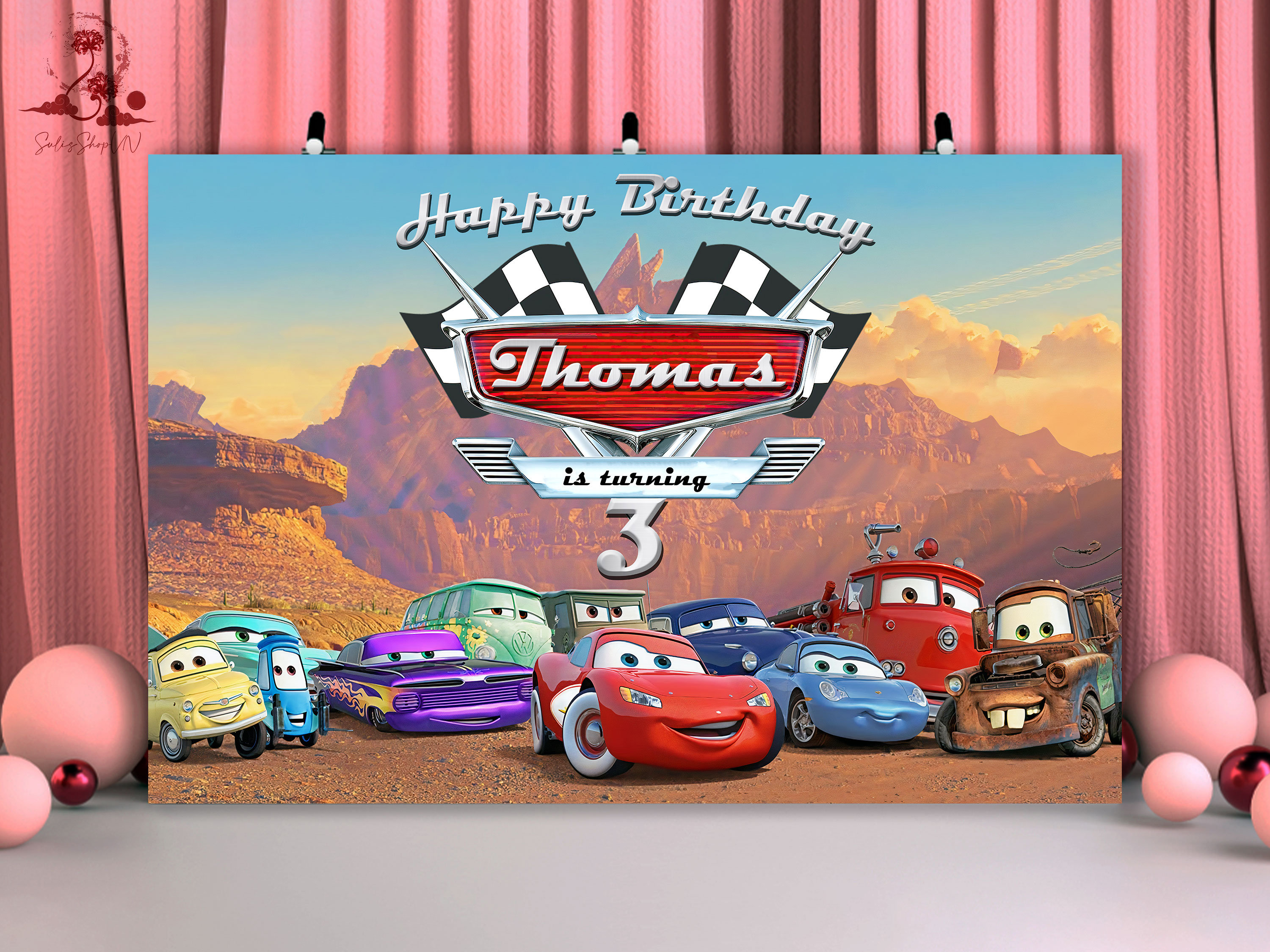 Cars Birthday Backdrop, Cars Birthday Banner, Cars Birthday Decoration ...