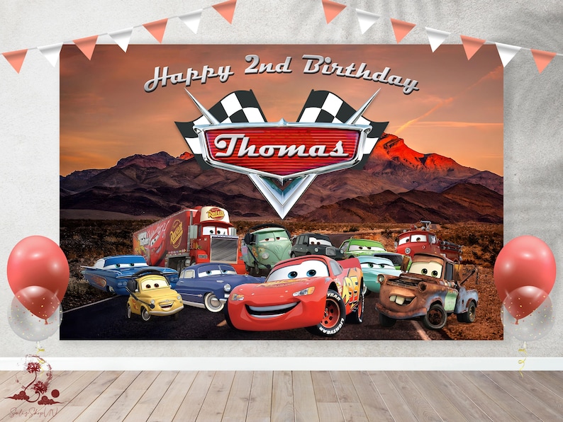 Cars Birthday Backdrop, Cars Banner, Cars Backdrop, Cars Birthday ...