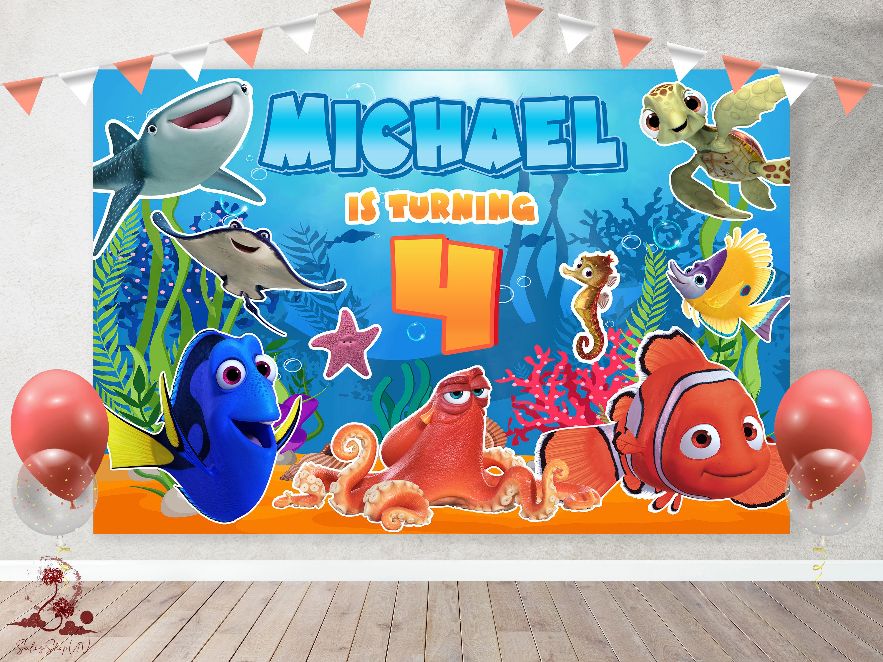 Finding Nemo Birthday Backdrop, Finding Nemo Birthday Party, Finding ...