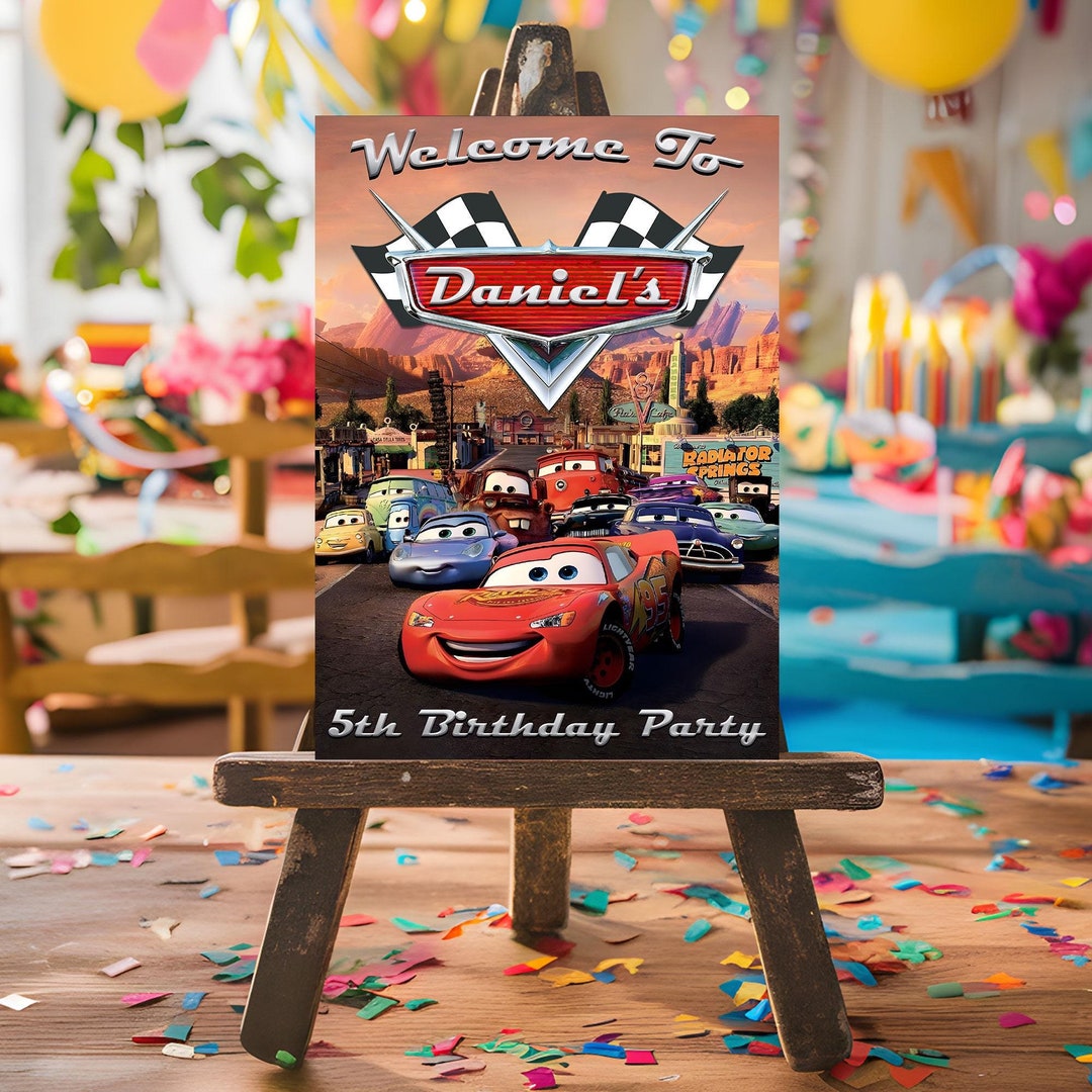 Cars Birthday Party Welcome Sign, Cars Welcome Sign, Lightning Mcqueen ...
