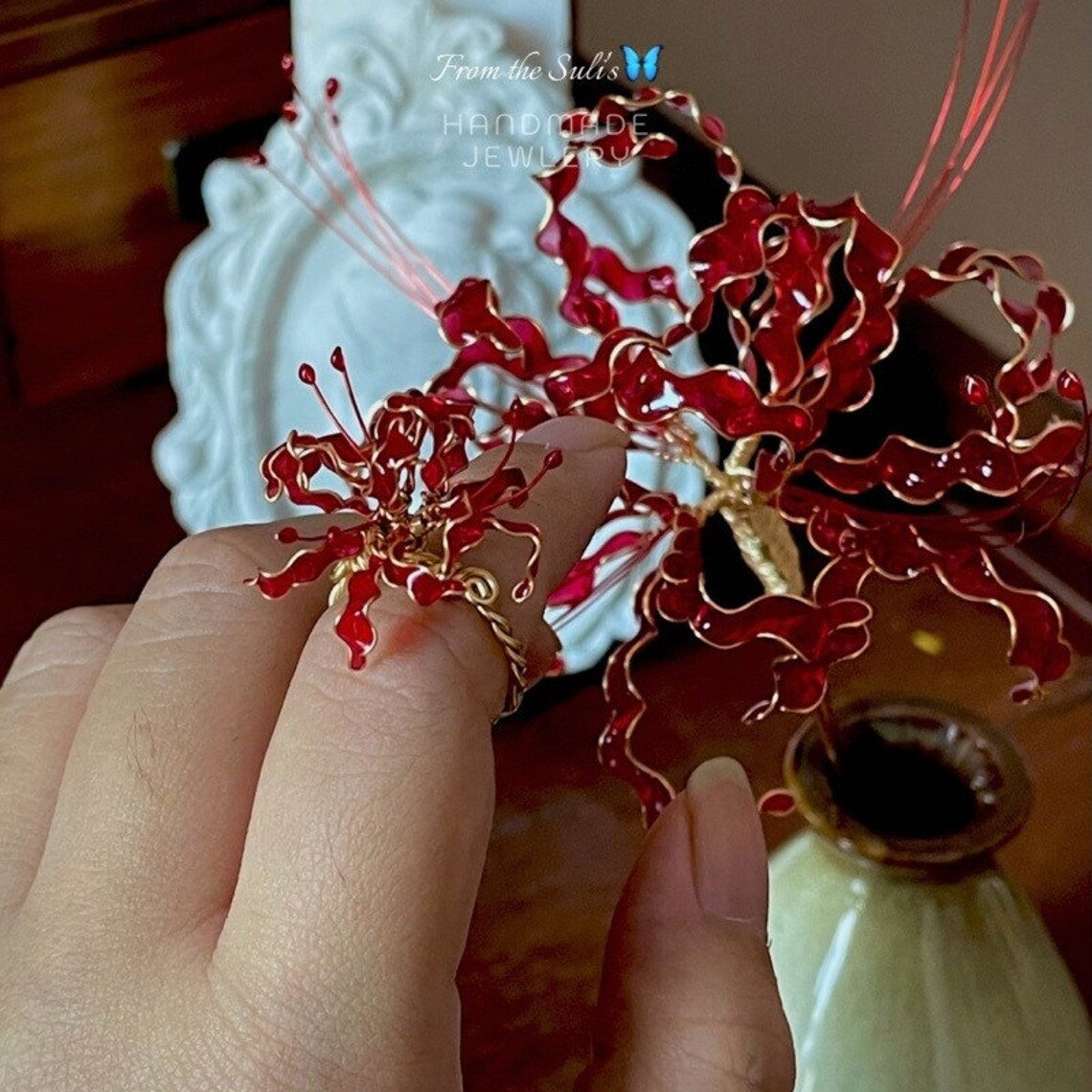 Red Spider Lily Ring Spider Lily Ring Lycoris Radiata Ring - Etsy UK