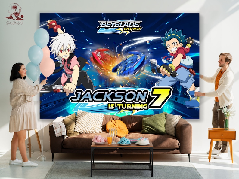 Beyblade Birthday Backdrop, Beyblade Birthday Banner, Beyblade Birthday ...