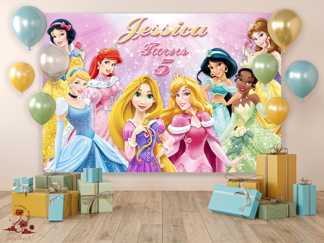 Princess Birthday Backdrop, Princess Party Decor, Princess Birthday ...