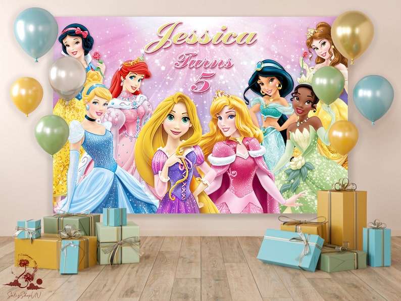 Princess Birthday Backdrop, Princess Party Decor, Princess Birthday ...