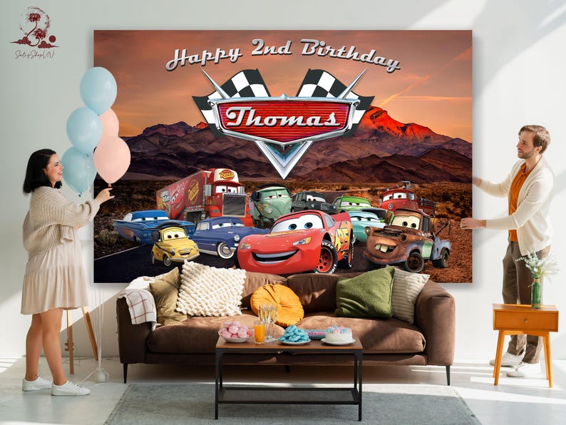 Cars Birthday Backdrop, Cars Banner, Cars Backdrop, Cars Birthday ...