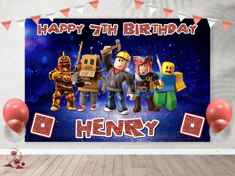 Birthday Backdrop Roblox Theme, Roblox Boy Birthday Backdrop, Roblox ...