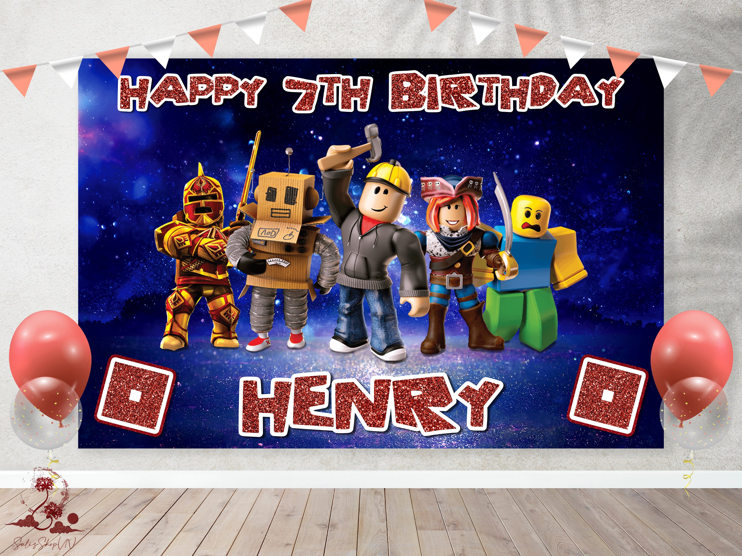 Birthday Backdrop Roblox Theme, Roblox Boy Birthday Backdrop, Roblox ...