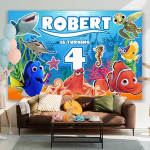 Finding Nemo Birthday Backdrop, Finding Nemo Birthday Party, Finding ...