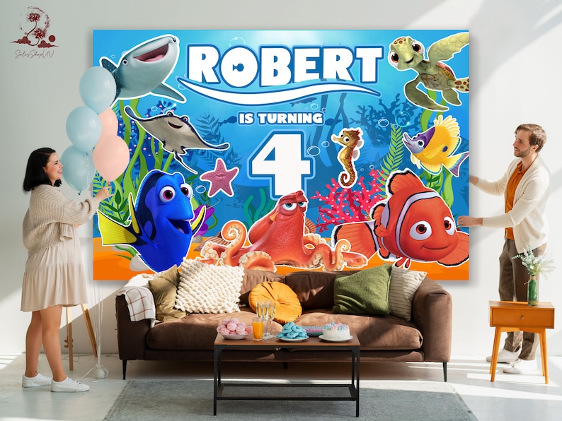 Finding Nemo Birthday Backdrop, Finding Nemo Birthday Party, Finding ...