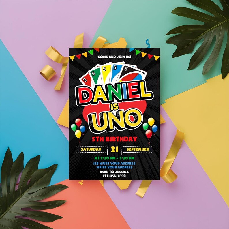 Uno Invitation, Uno Birthday Invitation, Uno Birthday Party Invite, Uno ...