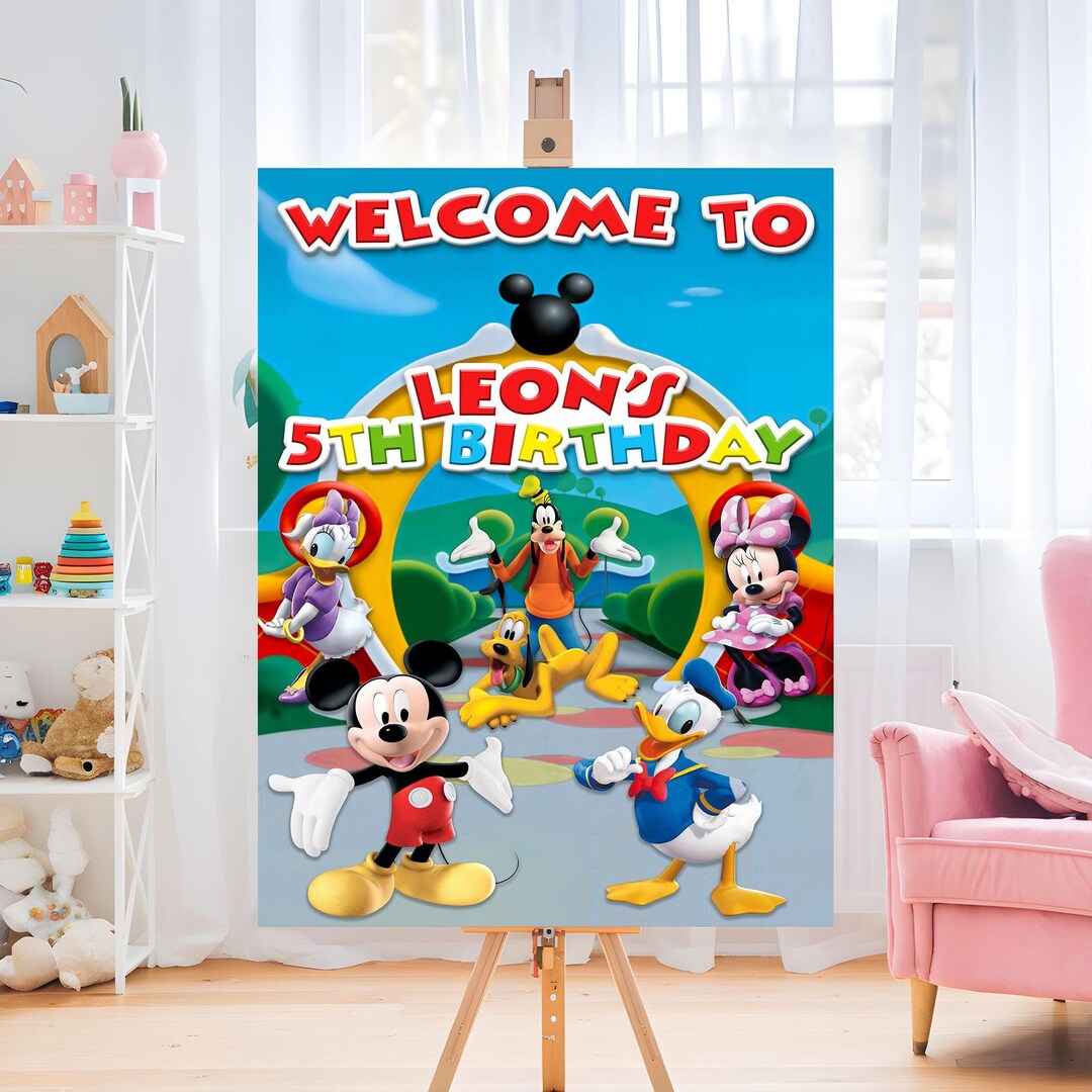 Mickey Mouse Clubhouse Welcome Sign, Club House Welcome Sign, Birthday ...
