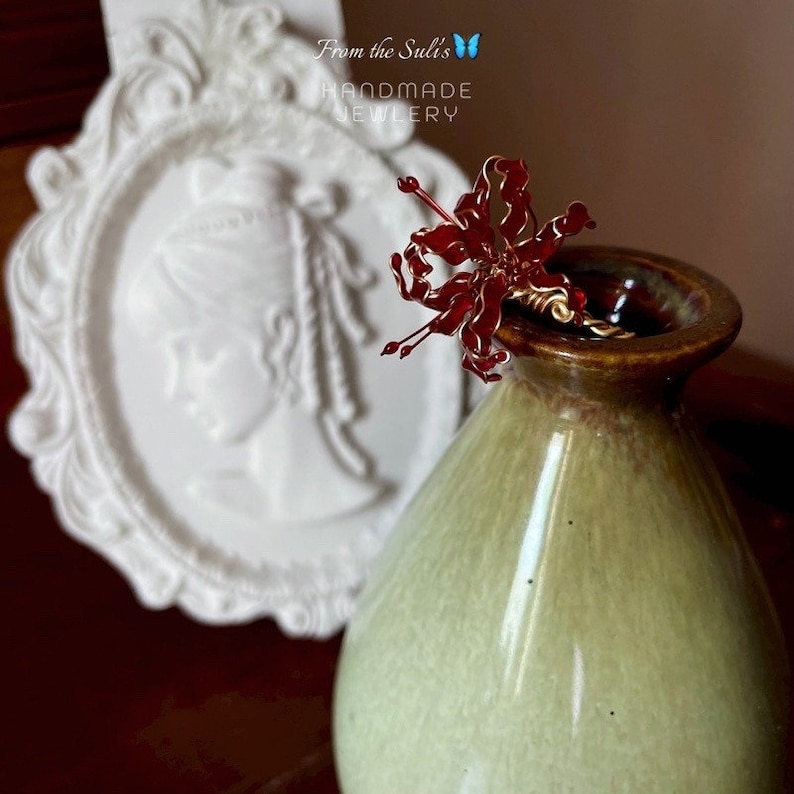 Red Spider Lily Ring, Spider Lily Ring, Lycoris Radiata Ring, Red ...
