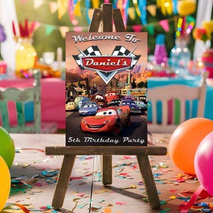 Cars Birthday Party Welcome Sign, Cars Welcome Sign, Lightning Mcqueen ...