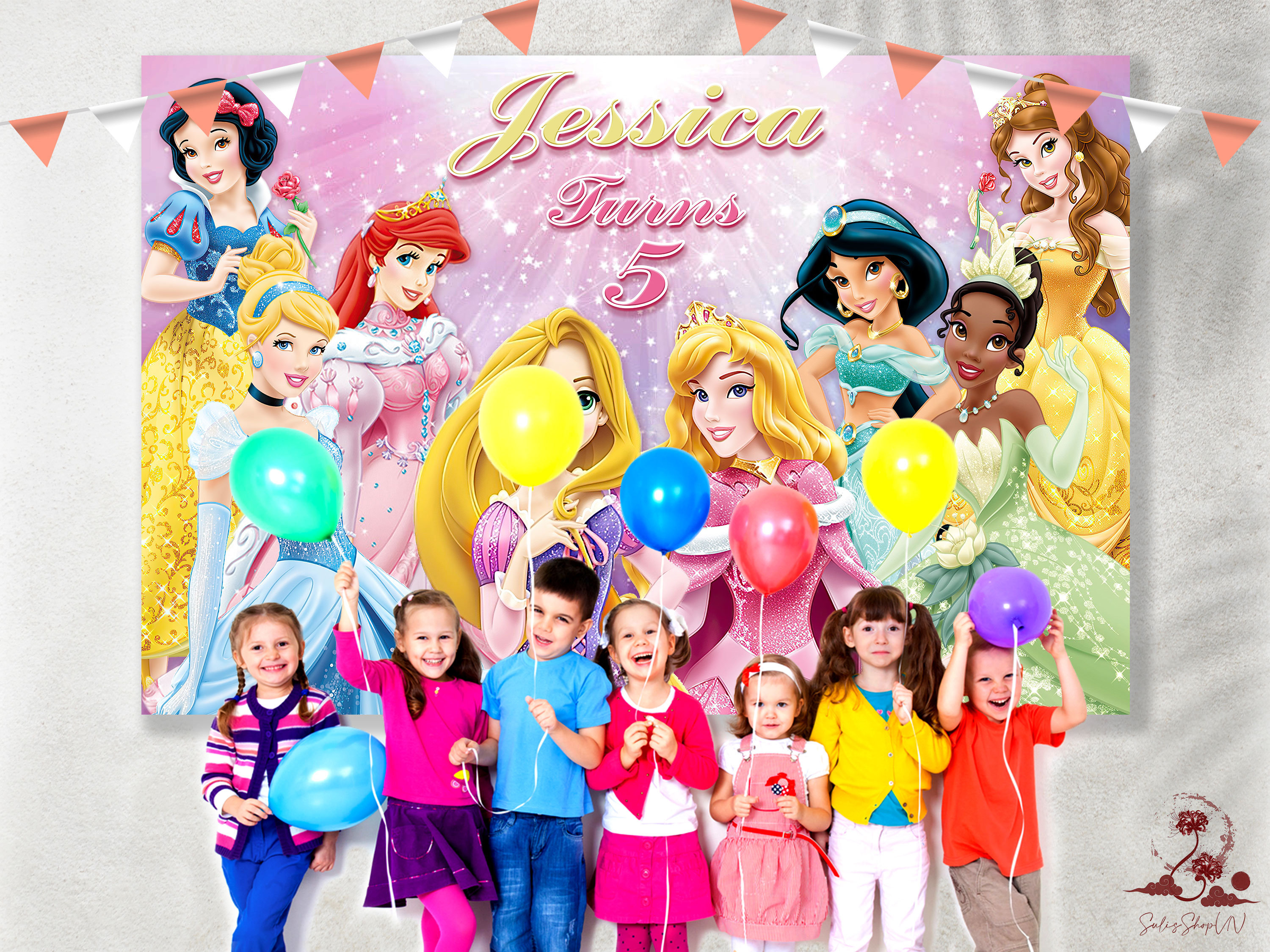 Princess Birthday Backdrop, Princess Party Decor, Princess Birthday ...