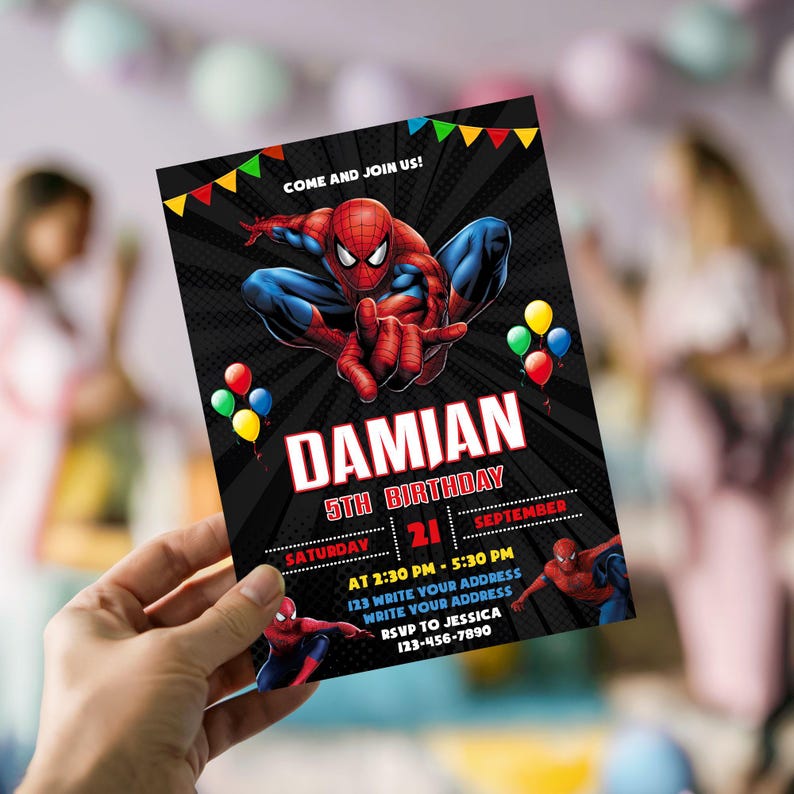 Spiderman Invitation, Spiderman Birthday Invitation, Spiderman Invite ...