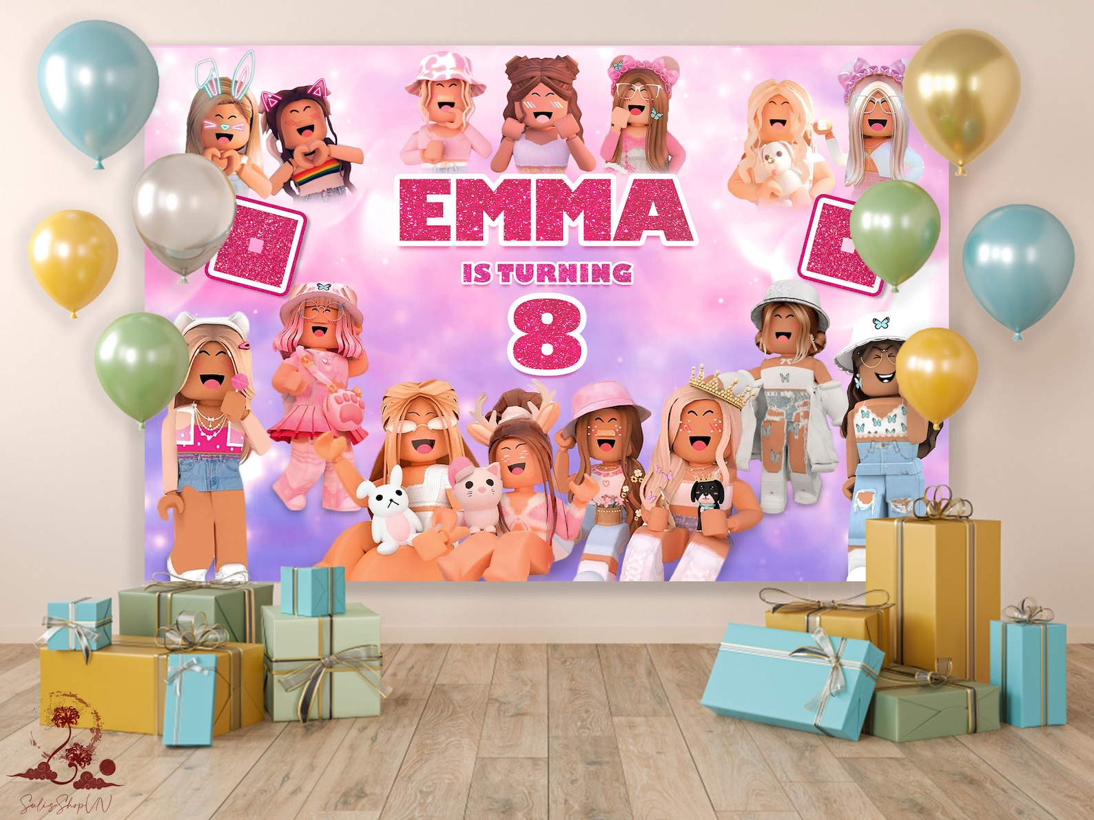 Birthday Backdrop Roblox Girl Theme, Roblox Girl Birthday Backdrop ...