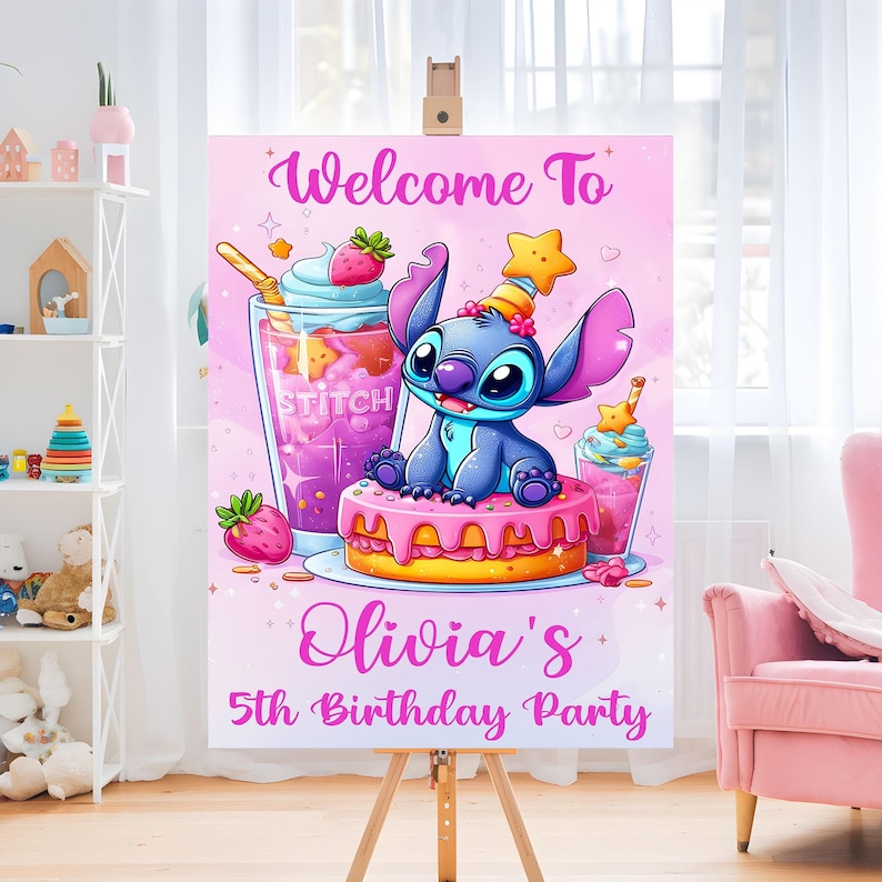 Stitch Birthday Party Welcome Sign, Stitch Welcome Sign, Lilo Stitch ...
