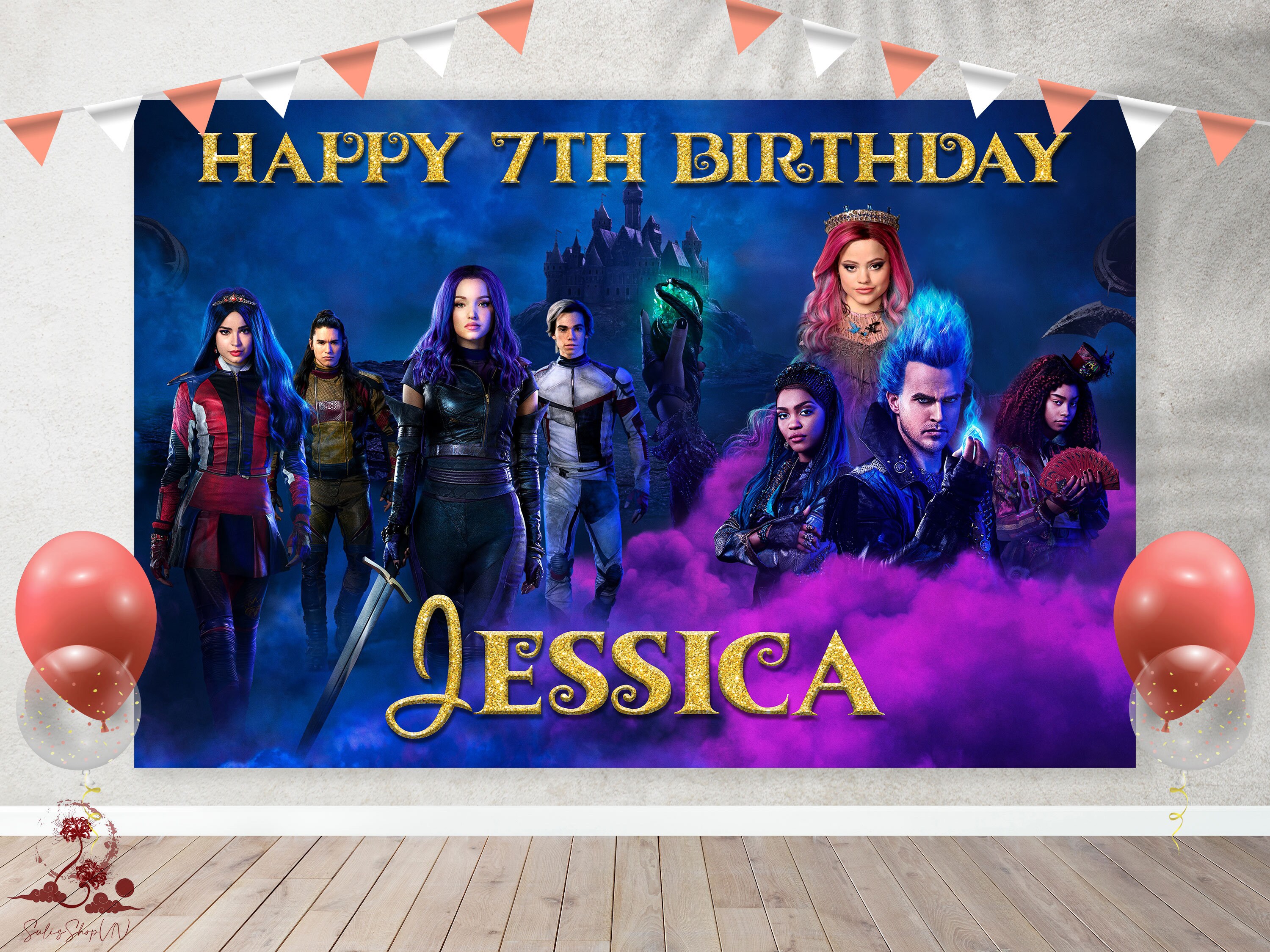 Descendants 3 Birthday Backdrop, Descendants 3 Birthday Banner ...