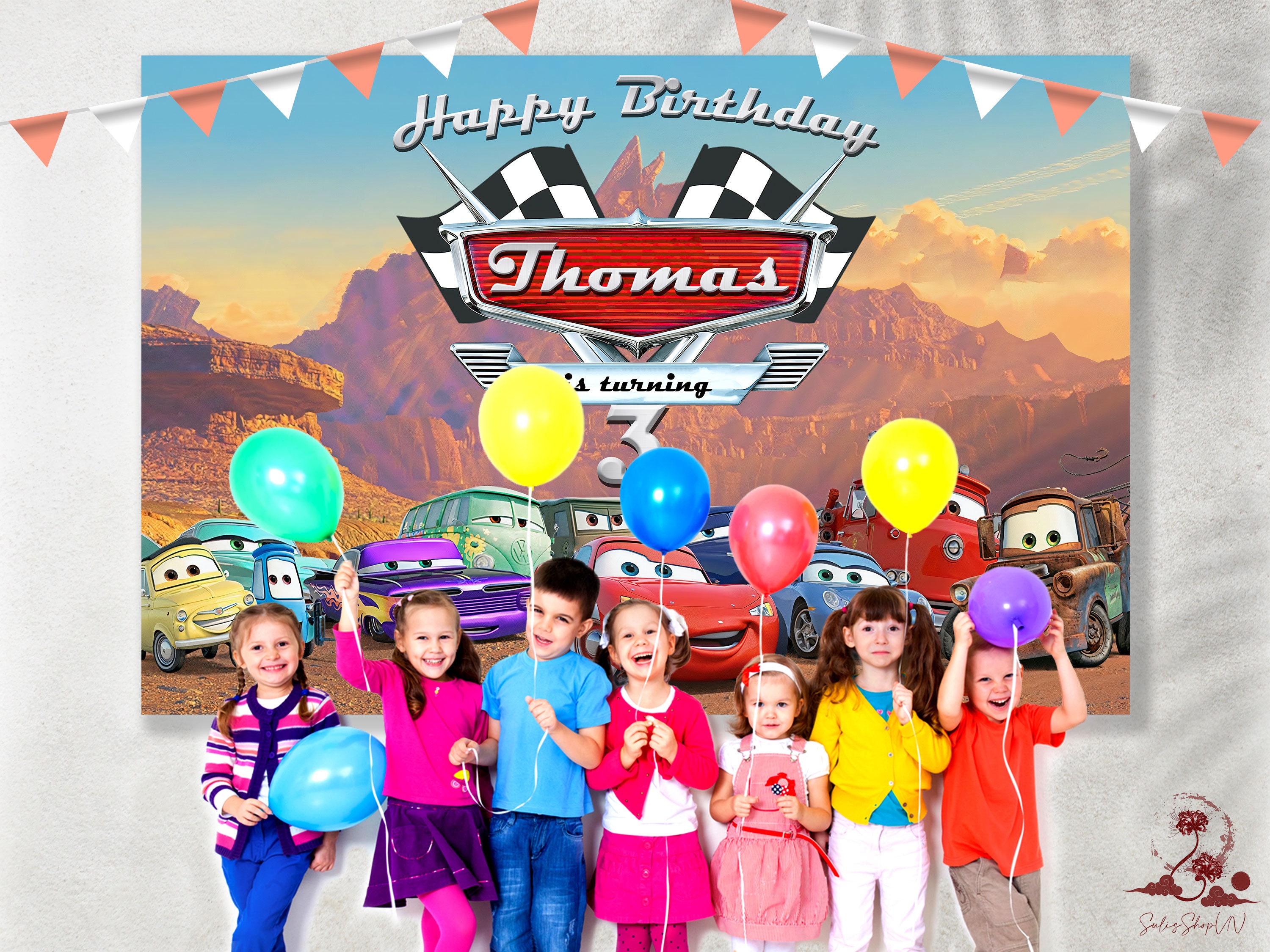 Cars Birthday Backdrop, Cars Birthday Banner, Cars Birthday Decoration ...