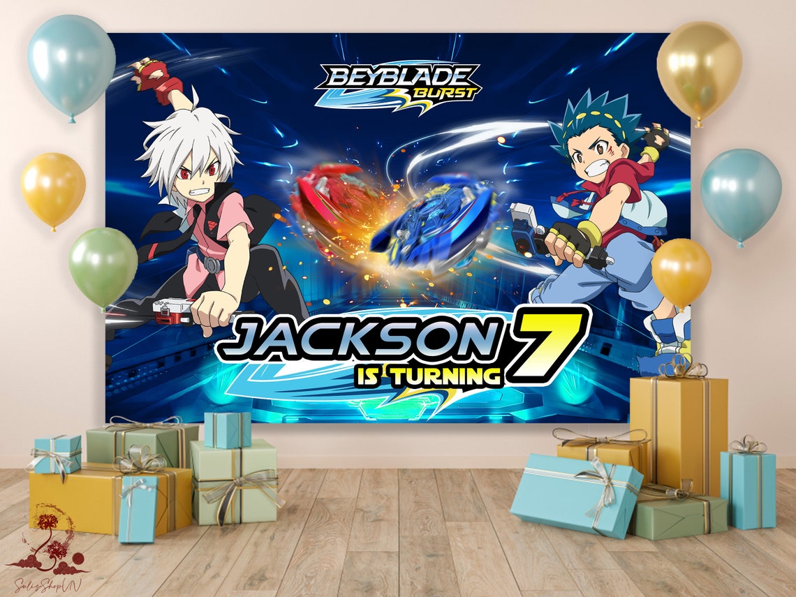 Beyblade Birthday Backdrop, Beyblade Birthday Banner, Beyblade Birthday ...