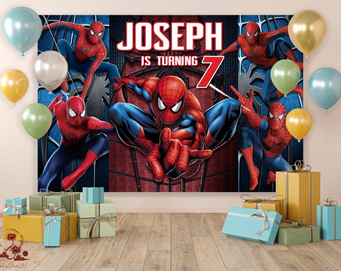 Spider Man Backdrop Cover, Party Props, Background Party Boy Polyester ...