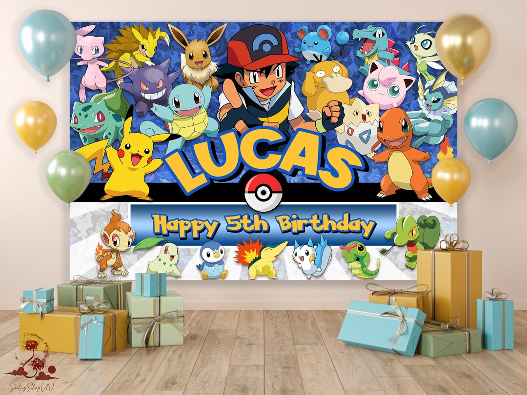Pokemon Birthday Backdrop, Pokemon Birthday Party, Pokemon Party Decor ...