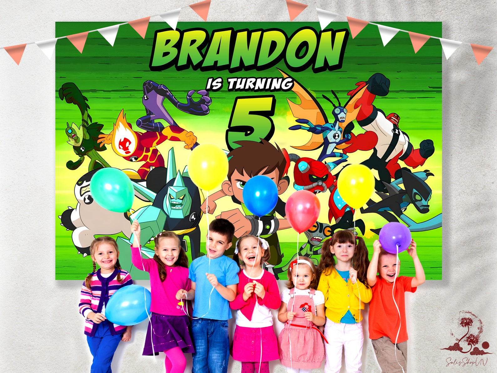 Ben 10 Birthday Backdrop, Ben 10 Birthday Party, Ben 10 Party Decor ...