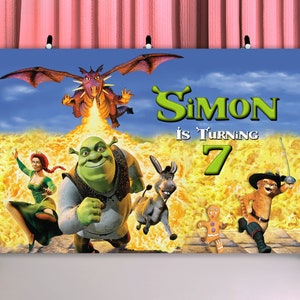 Birthday Backdrop Shrek Theme, Shrek Birthday Backdrop, Shrek Party ...