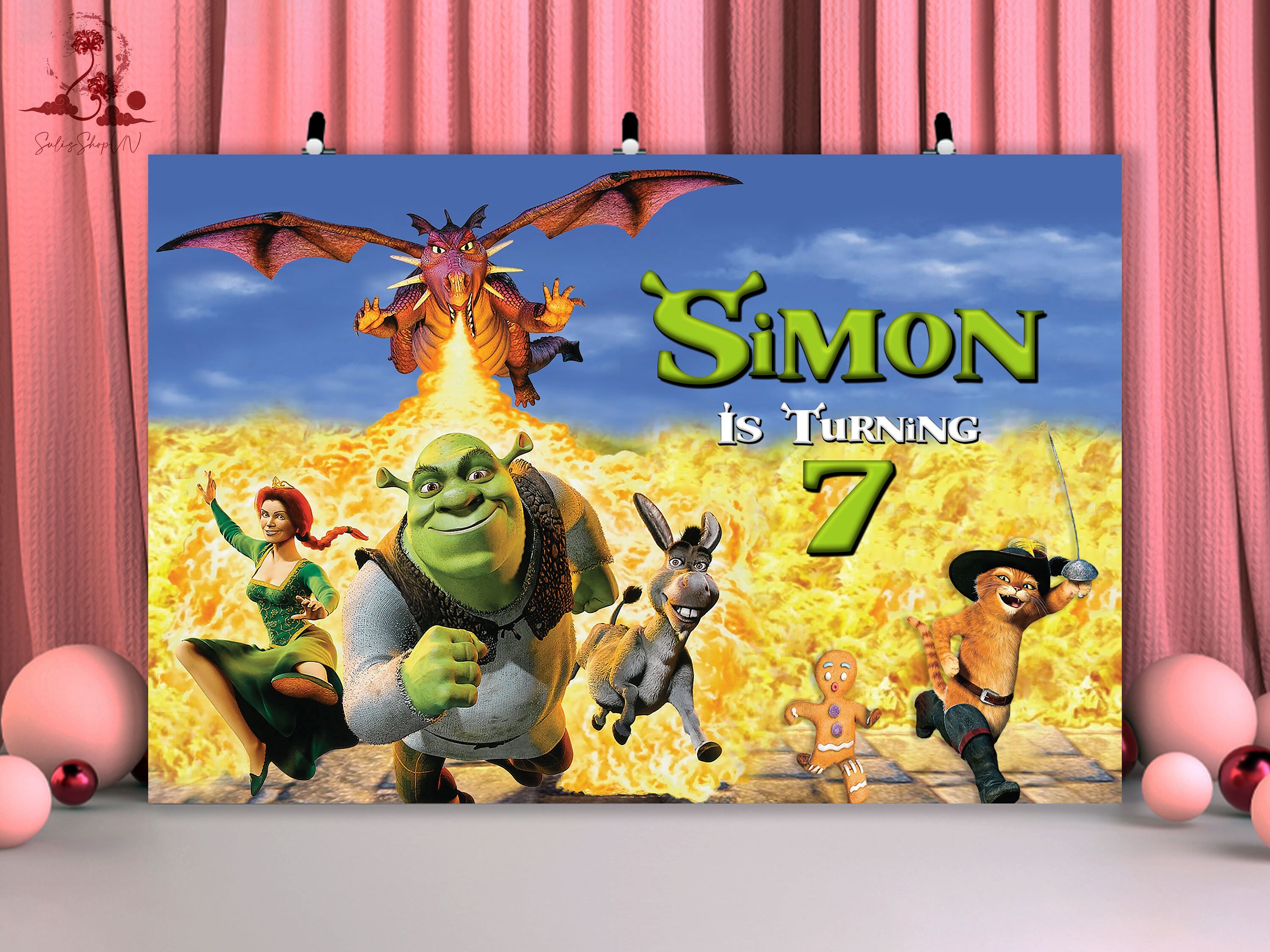 Birthday Backdrop Shrek Theme, Shrek Birthday Backdrop, Shrek Party ...