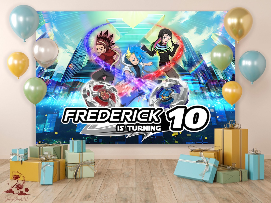 Beyblade X Birthday Backdrop, Beyblade Party Banner, Beyblade ...