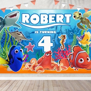 Finding Nemo Birthday Backdrop, Finding Nemo Birthday Party, Finding ...