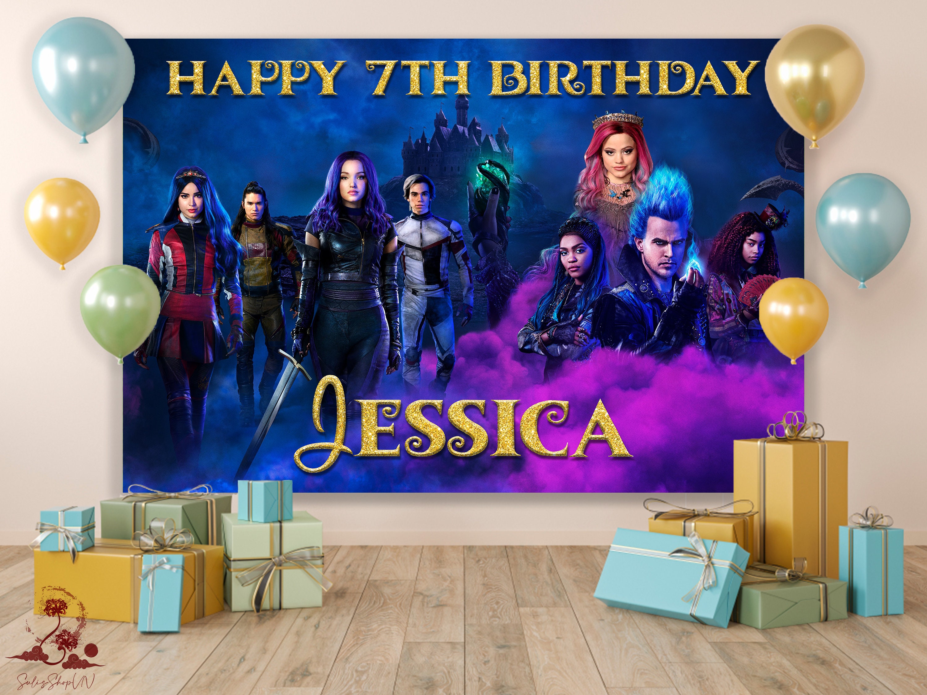 Descendants 3 Birthday Backdrop, Descendants 3 Birthday Banner ...