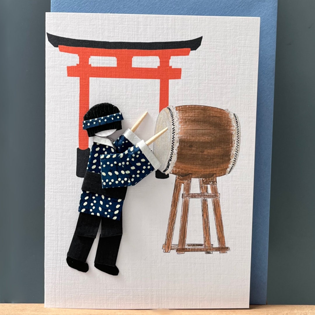 Handmade Card: Traditional Japanese Origami Drummer With Taiko Drum ...