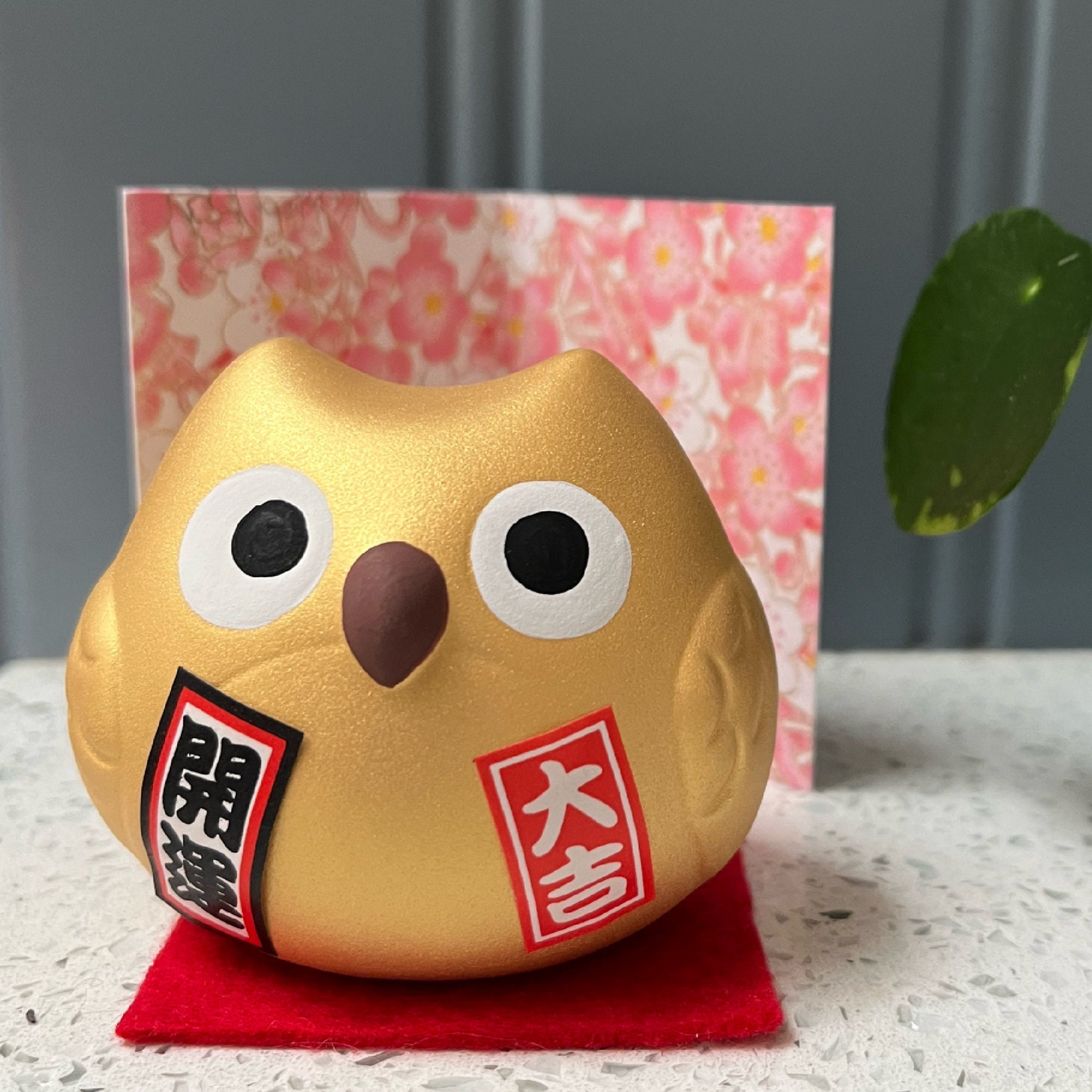 Japanese Maneki Neko Gold Lucky Owl for Good Fortune With - Etsy