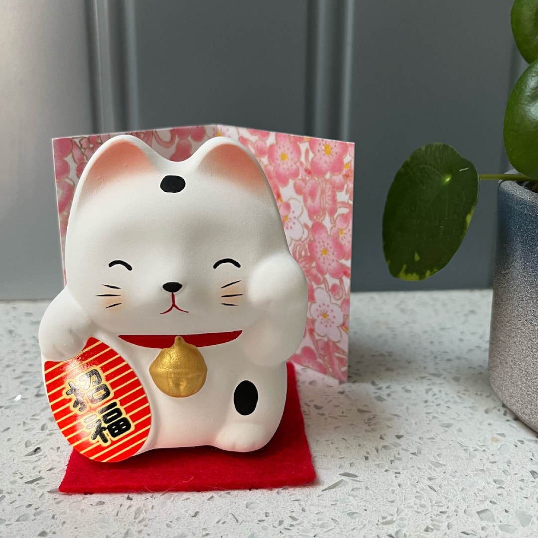 Cute Japanese Maneki Neko White Lucky Cat -rosie Posy- White for Good ...