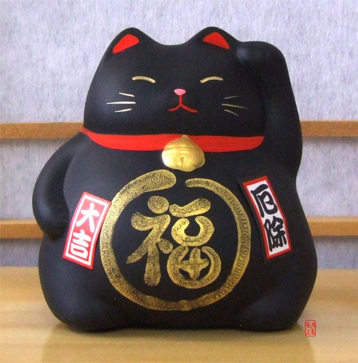 Japanese Maneki Neko Medium Lucky Cats Set of 3 White Pink and Black - Etsy